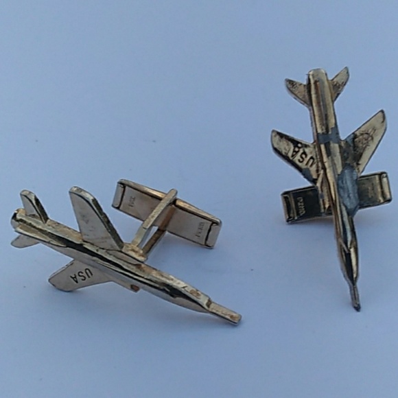 Vintage | Accessories | Patpend Vintage Goldtone Fighter Jet Cufflinks ...